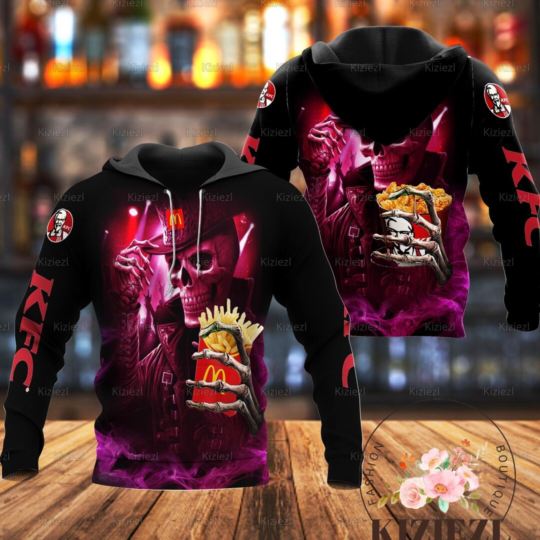Skull Kfc Hoodie, Kfc Zip up Hoodie, Chicken Hoodies for Men, Funny ...
