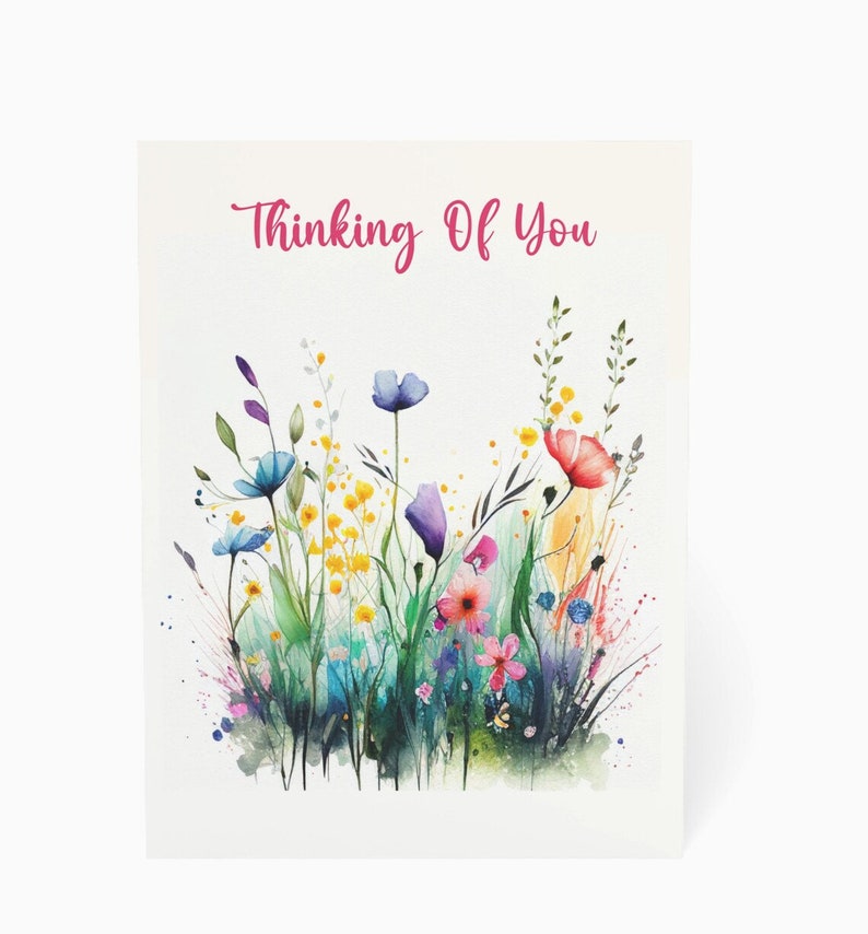 Printable Thinking of You Card With Flowers Printable - Etsy