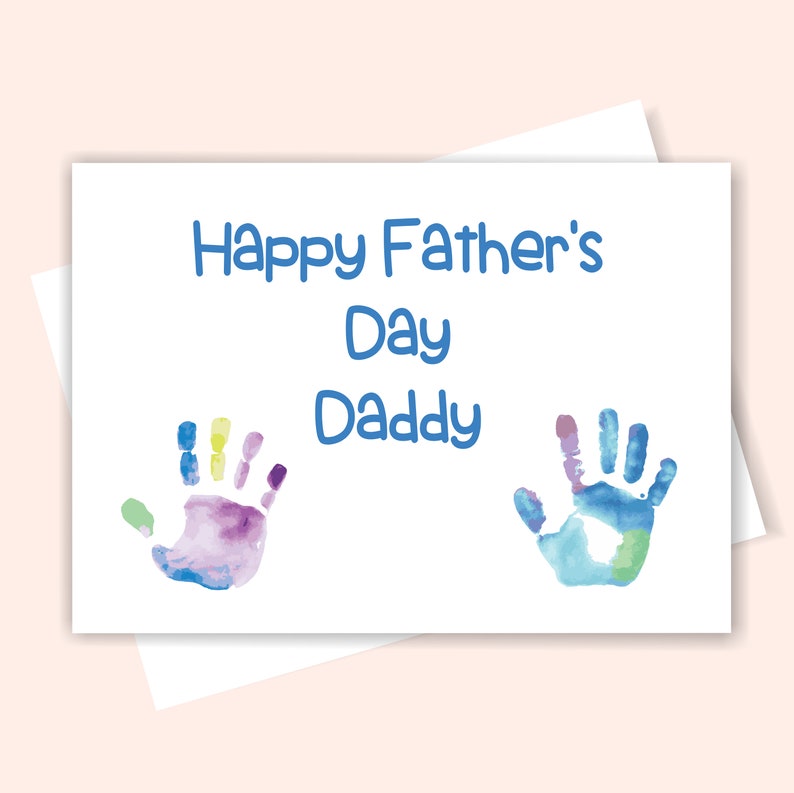 Printable Handprints Father's Day Card, Hand Print Card From Child, Son ...