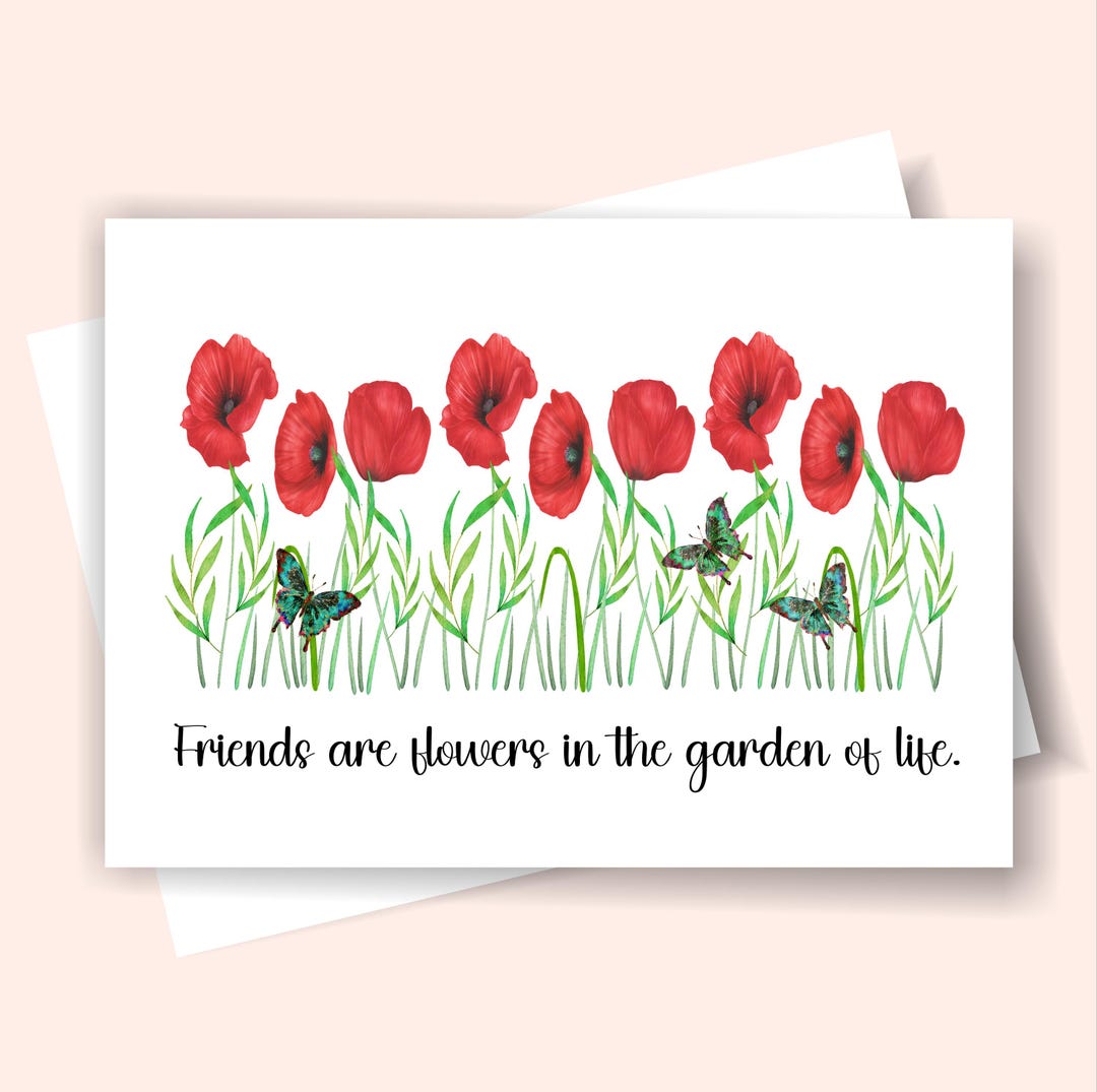 Printable Friends Card, Flower Garden Card, Friendship Card - Etsy