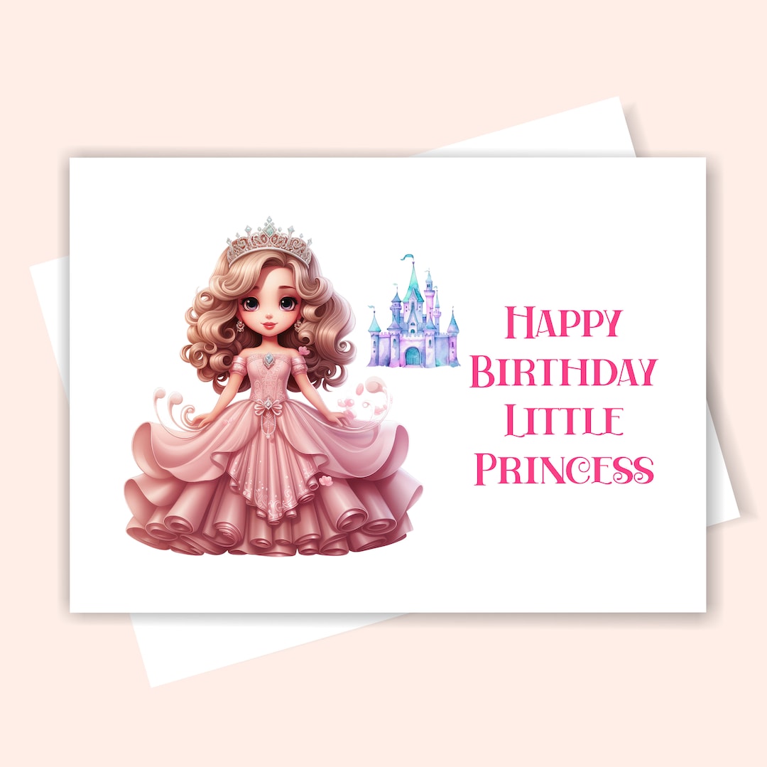 Printable Princess Birthday Card, Little Princess Birthday Card, Blonde ...