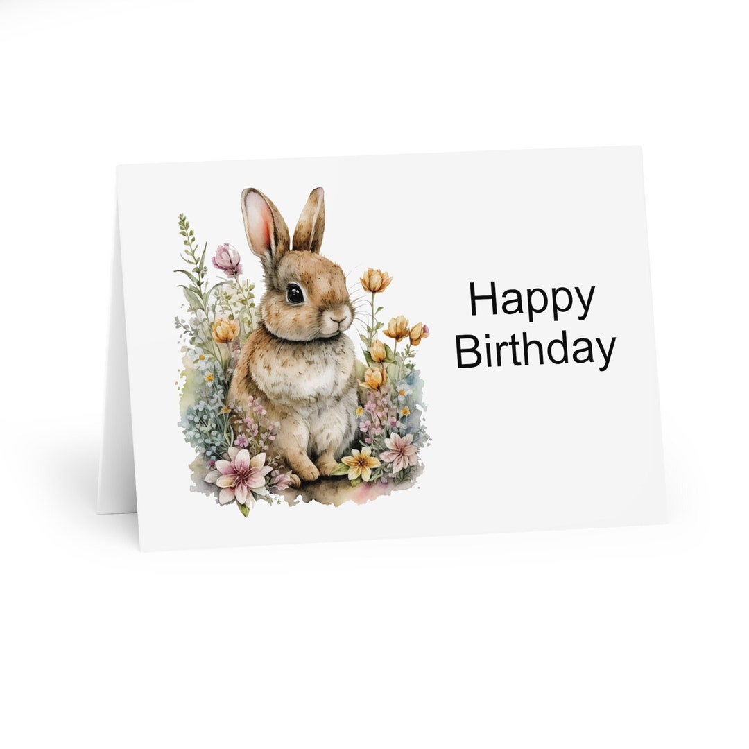 Printable Bunny Birthday Card Bunny Rabbit Birthday Card - Etsy