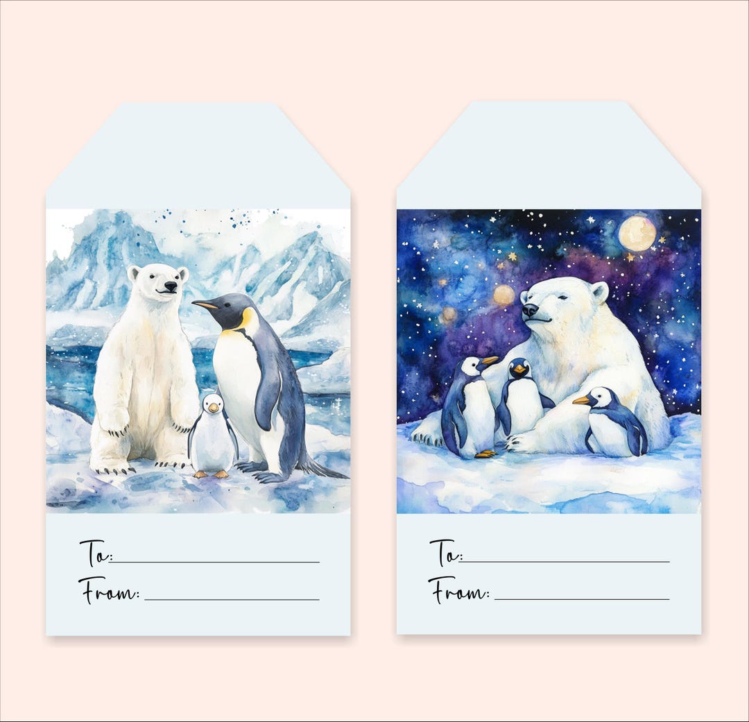 Printable Penguin Gift Tags Assorted, Polar Bear Gift Tags, Winter ...