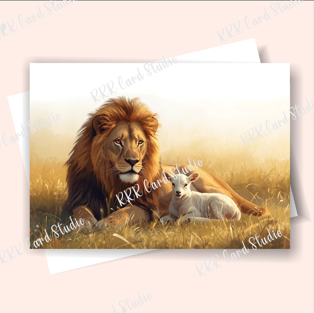 Lion and Lamb Easter Card, Lion of Judah, Foldable Religious Greeting ...