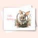 Printable Bunny Card, Hello Spring Bunny Card, Cute Bunny Card - Etsy