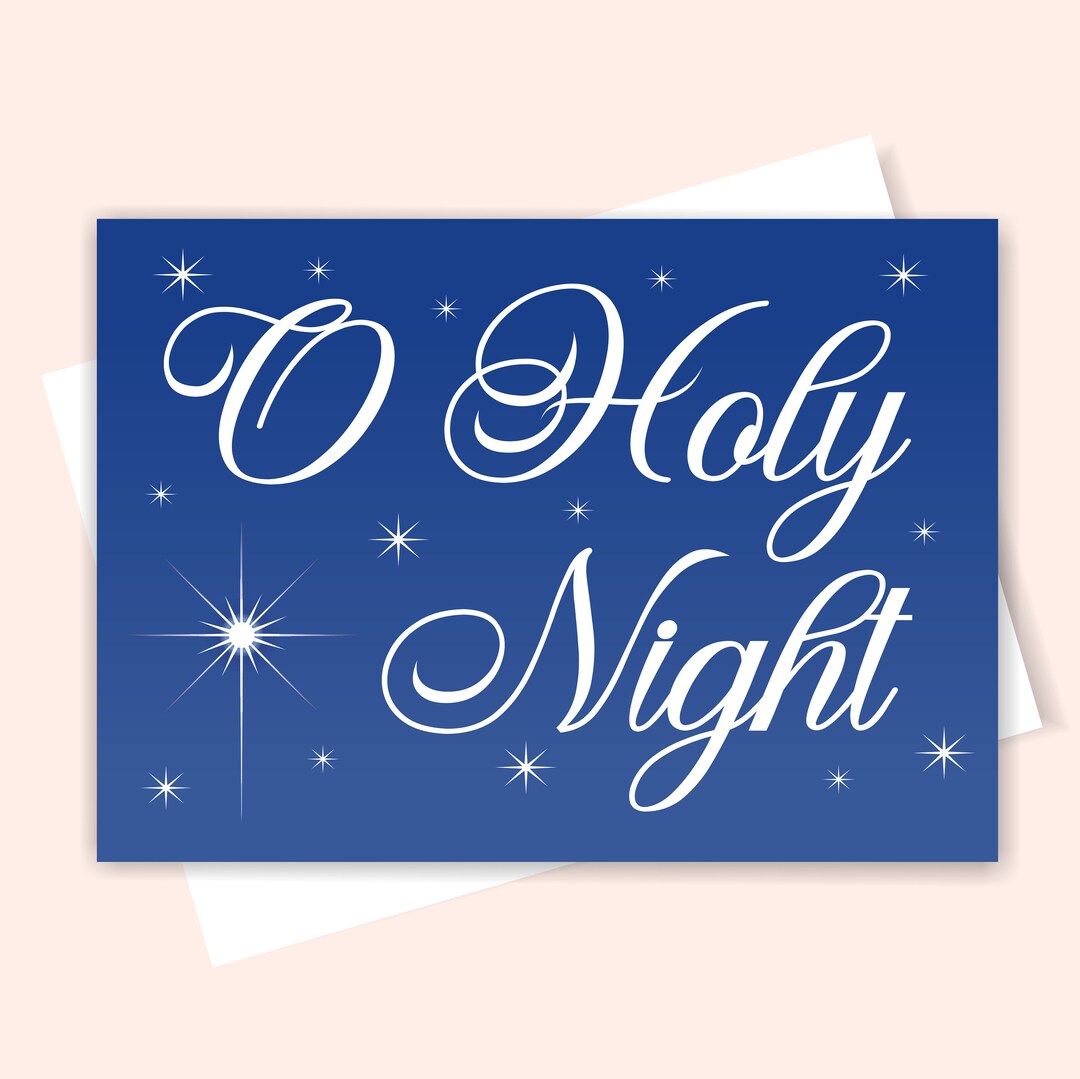 Printable O Holy Night Card, Birth of Christ Card, Bethlehem Star Card ...