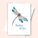 Printable Dragonfly Card, Watercolor Dragonfly Card, Colorful Dragonfly ...