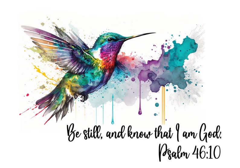 Printable Watercolor Hummingbird Card Scripture Verse Be - Etsy