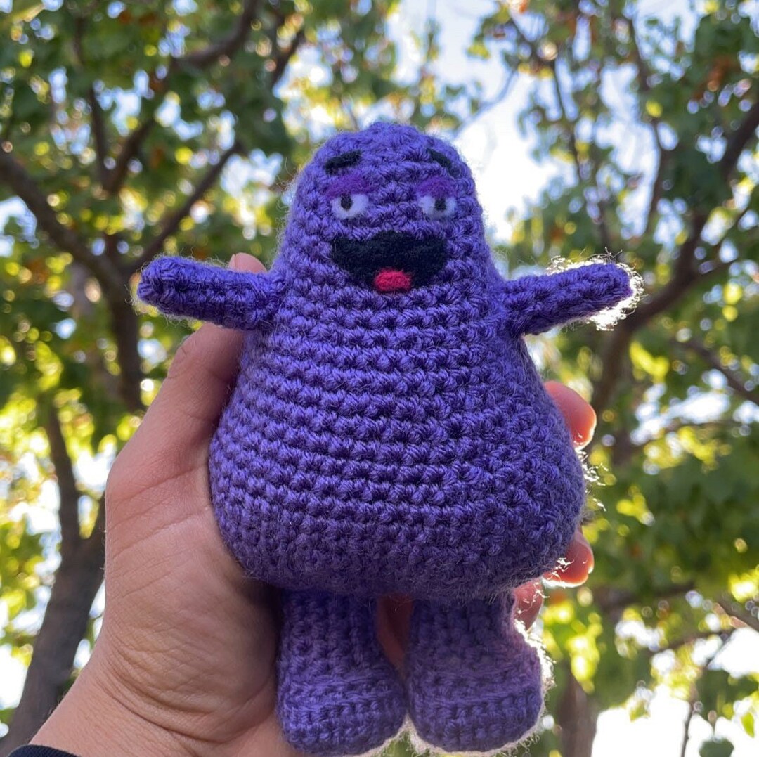 Grimace Handmade Plush, Crocheted Grimace Plushy, Desk Pet Grimace ...