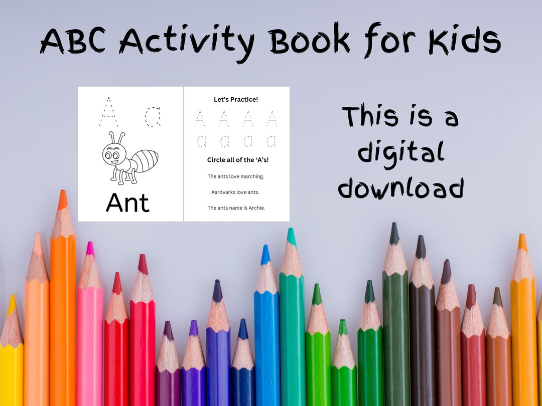 Instant Download PDF ABC Activity Book for Kids Practice Writing ...