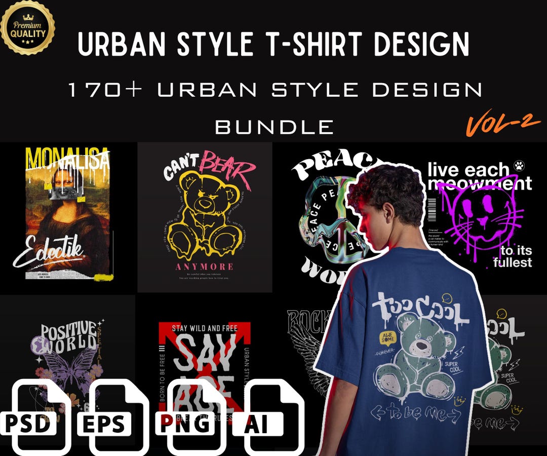 170 Premium Urban Style Design Bundle VOL-2 , Modern T-shirt Design ...