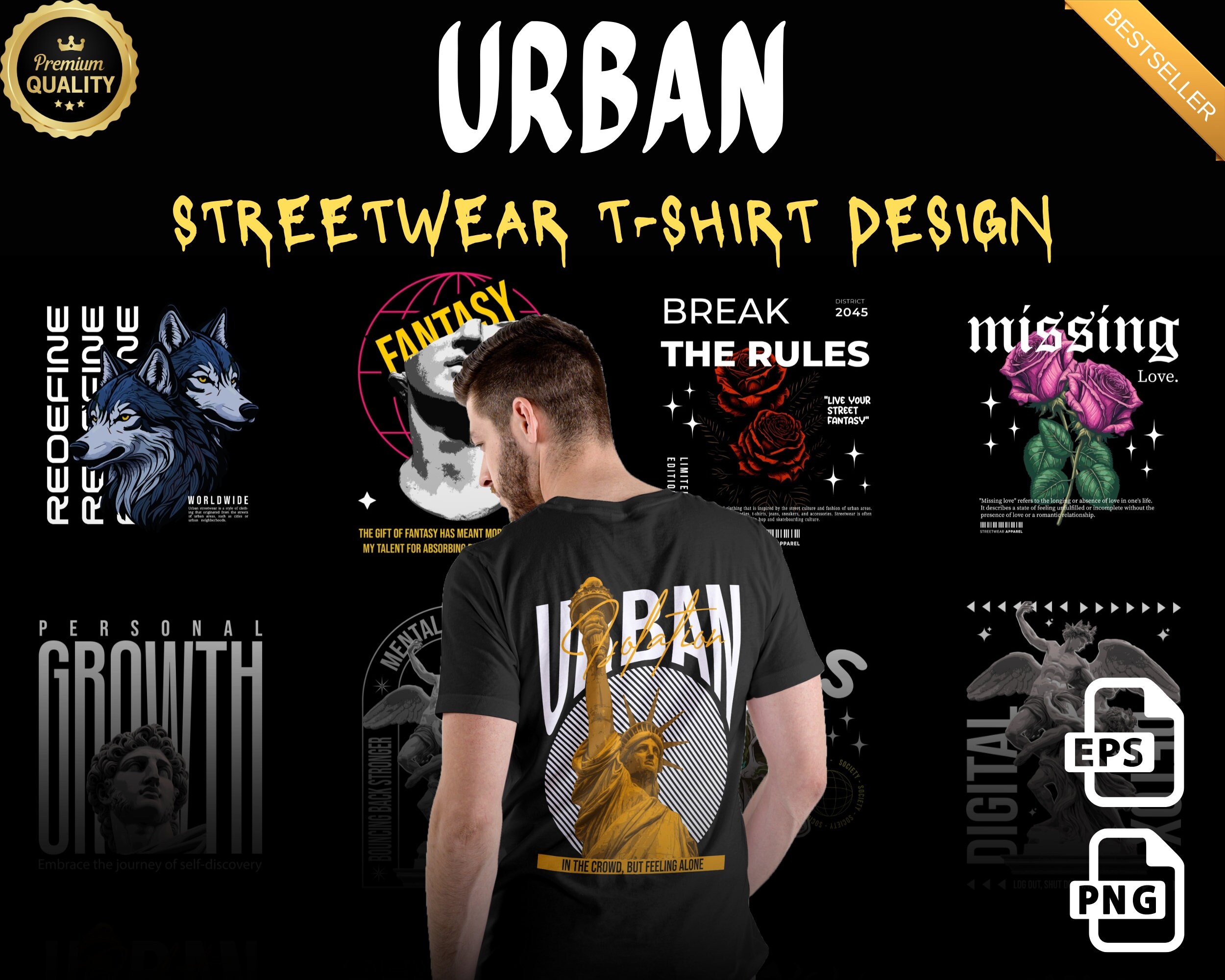 Premium Quality URBAN Style T-shirt Design Bundle, Modern Style T-shirt ...