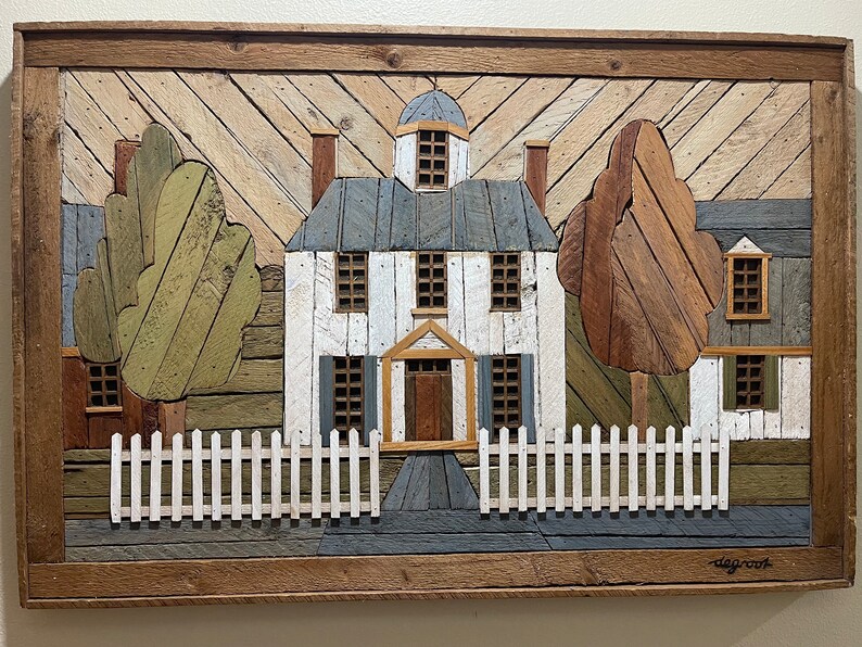 Vintage Theodore Degroot Signed Wood Lath Art - Etsy