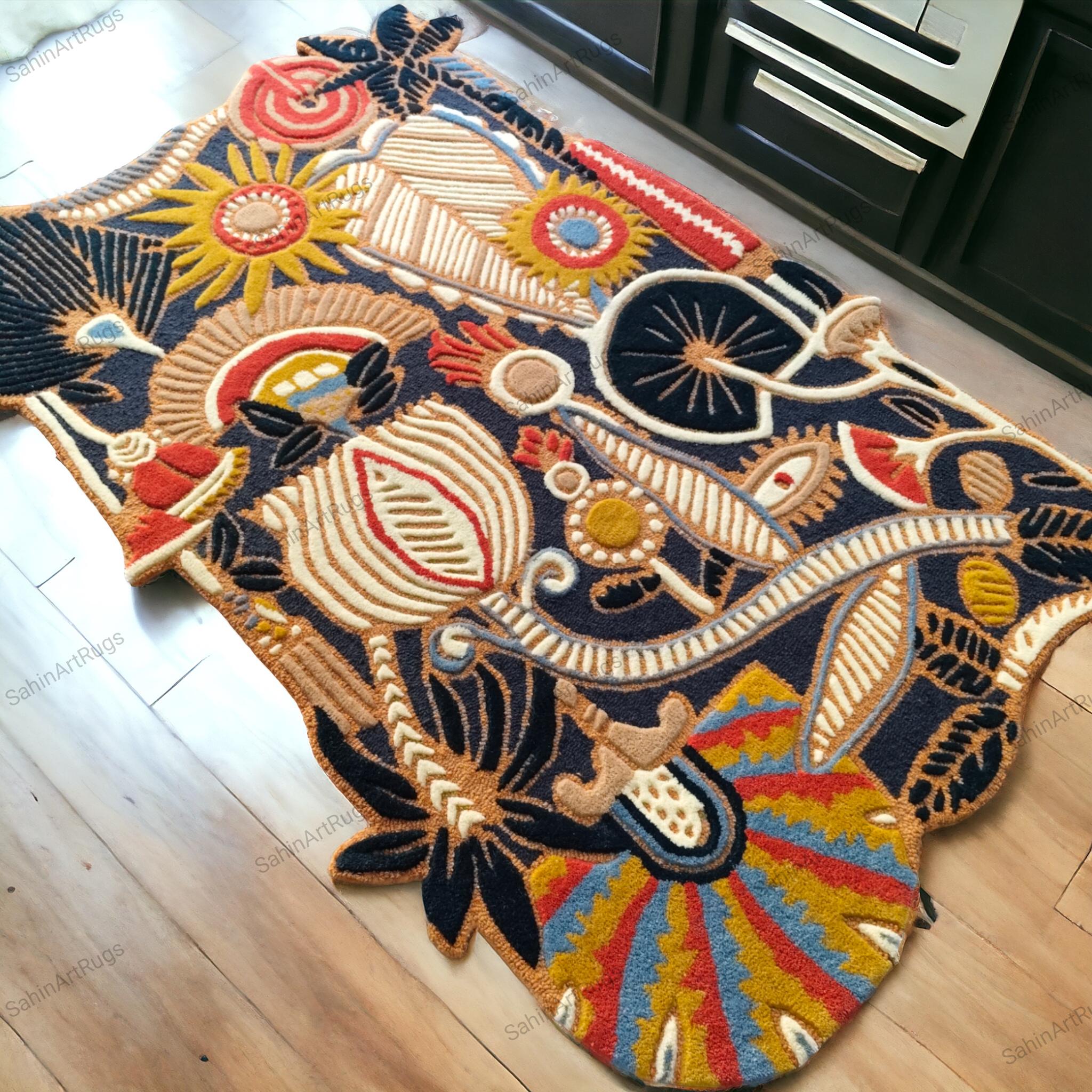 Optimism Irregular Persian Floral Rug 6x9 12x15 Handmade Tufted Sun Spring Bloom Modern Bohemian ...