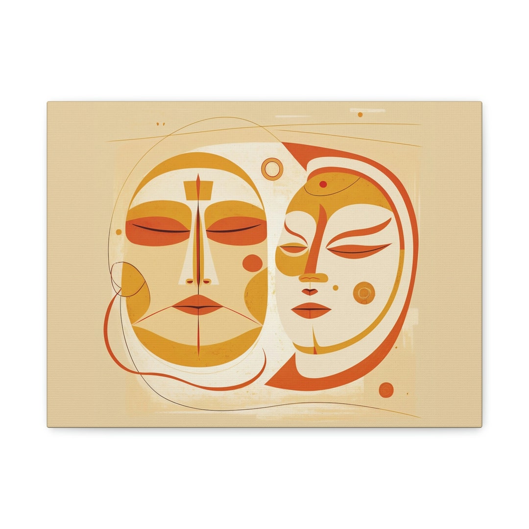 2 Faces Venezuelan Style Line & Shape Art Lifestyle Modern Canvas Wall ...