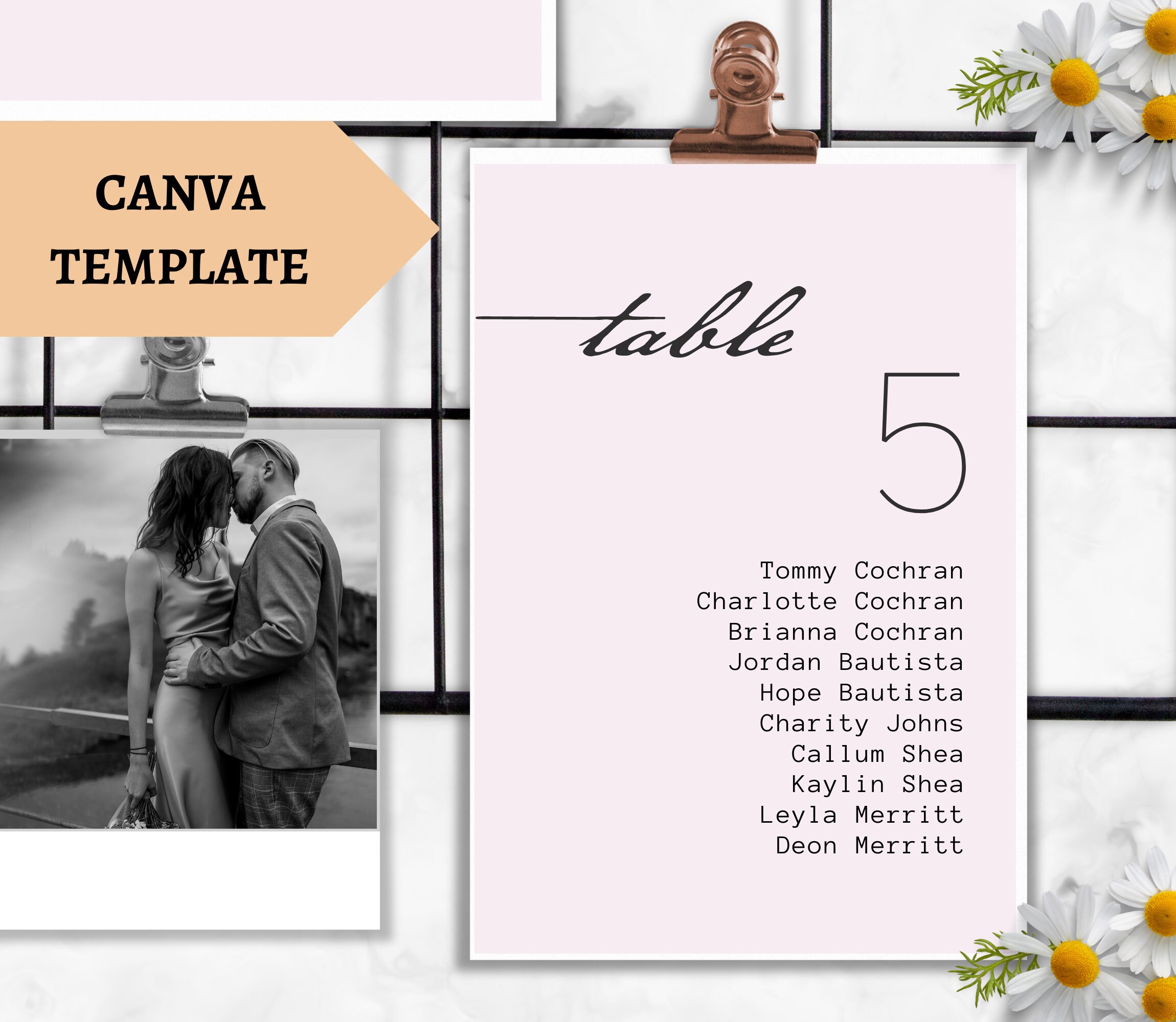 Editable Wedding Seating Chart Canva Template Elegant Seating - Etsy