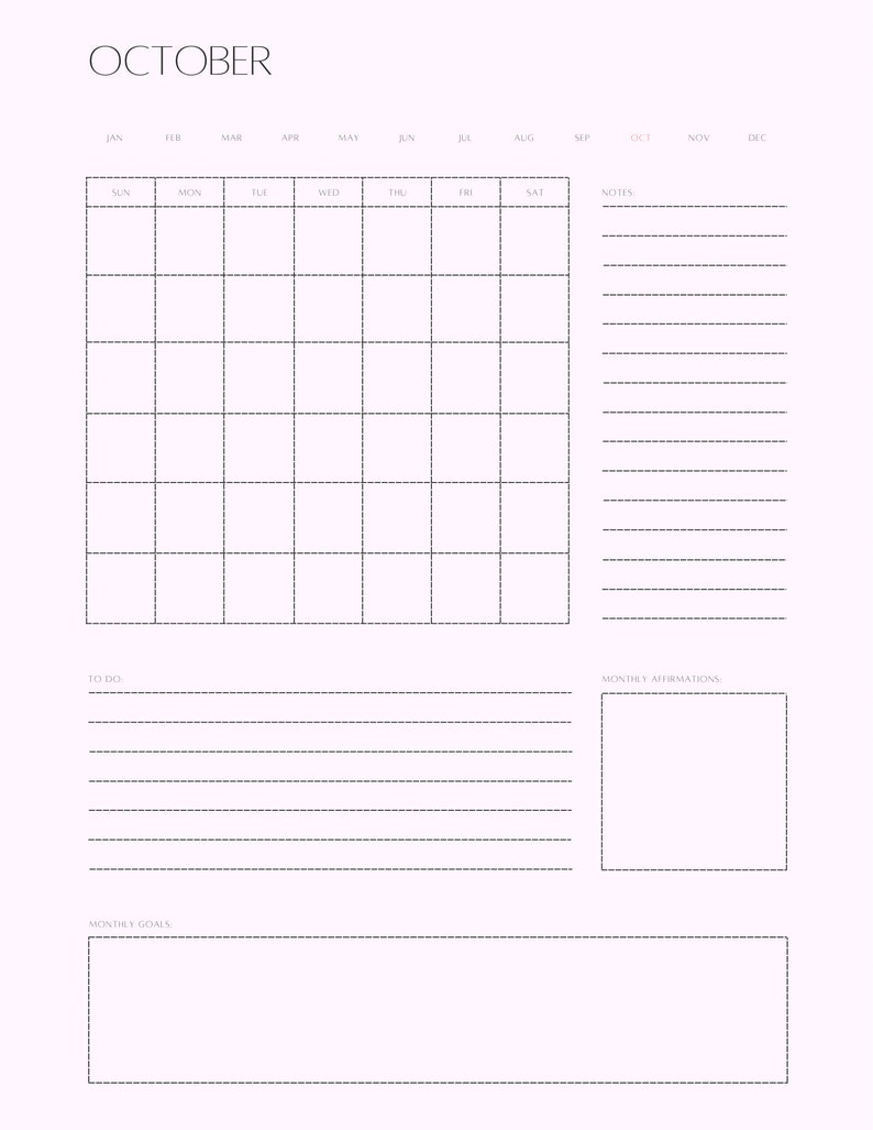 Monthly Planner/aesthetic/super Elegant Minimalist - Etsy