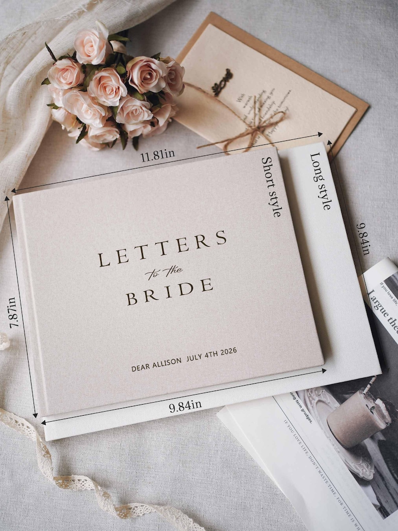 Letters to the Bride Book Personalized, Linen Wedding Polaroid Guest ...