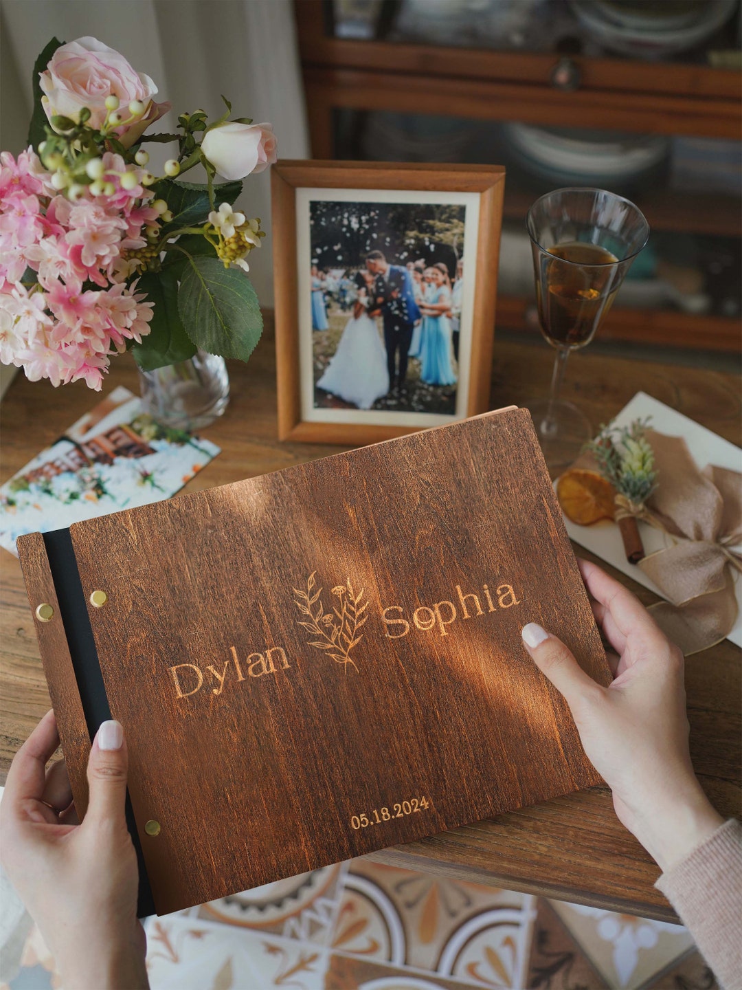 Wedding Guest Book, Wooden Guest Book, Engraved Guest Book, Wedding ...