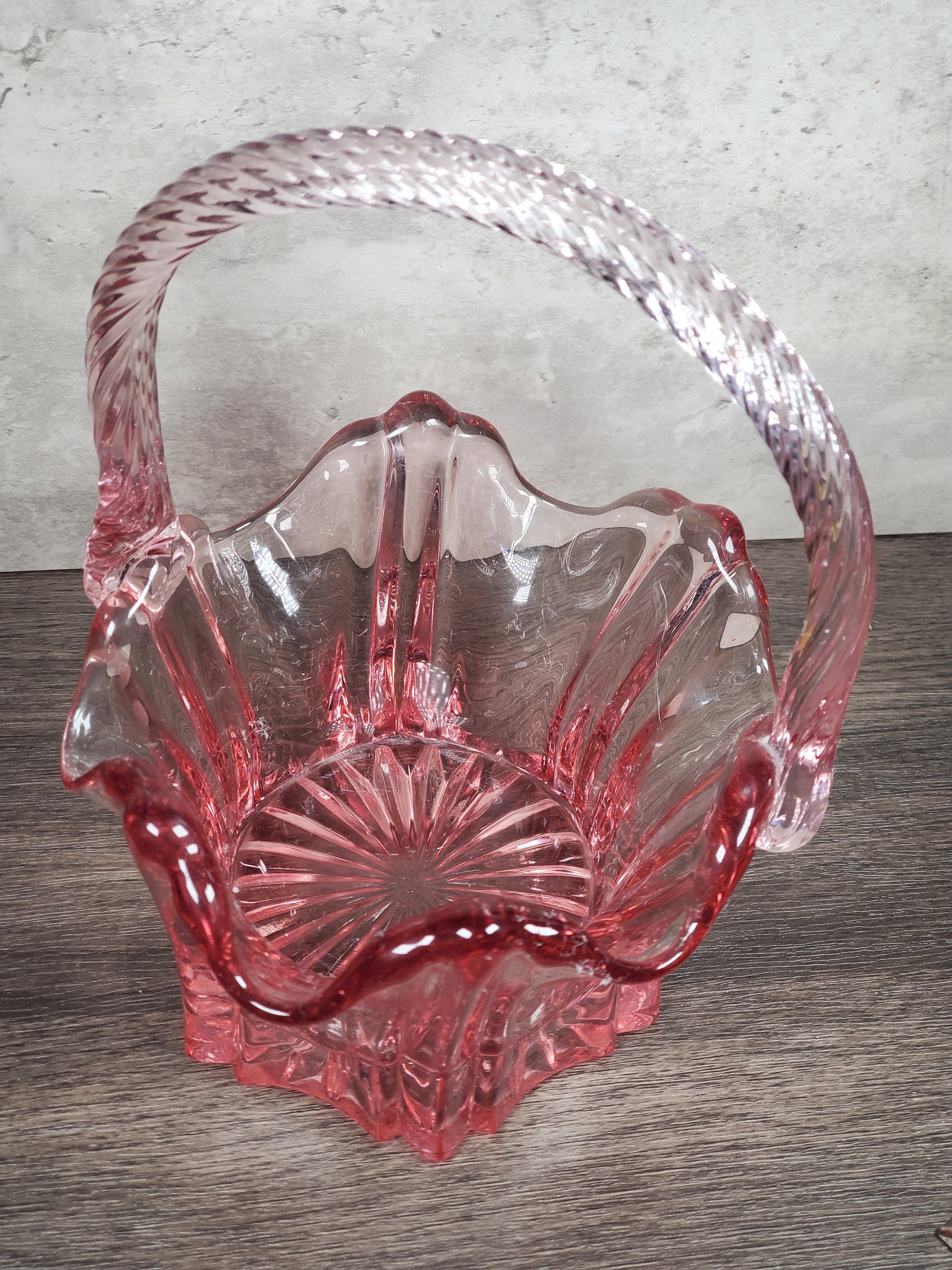 Vintage Fenton Vulcan Pink Cranberry Glass Basket - Etsy