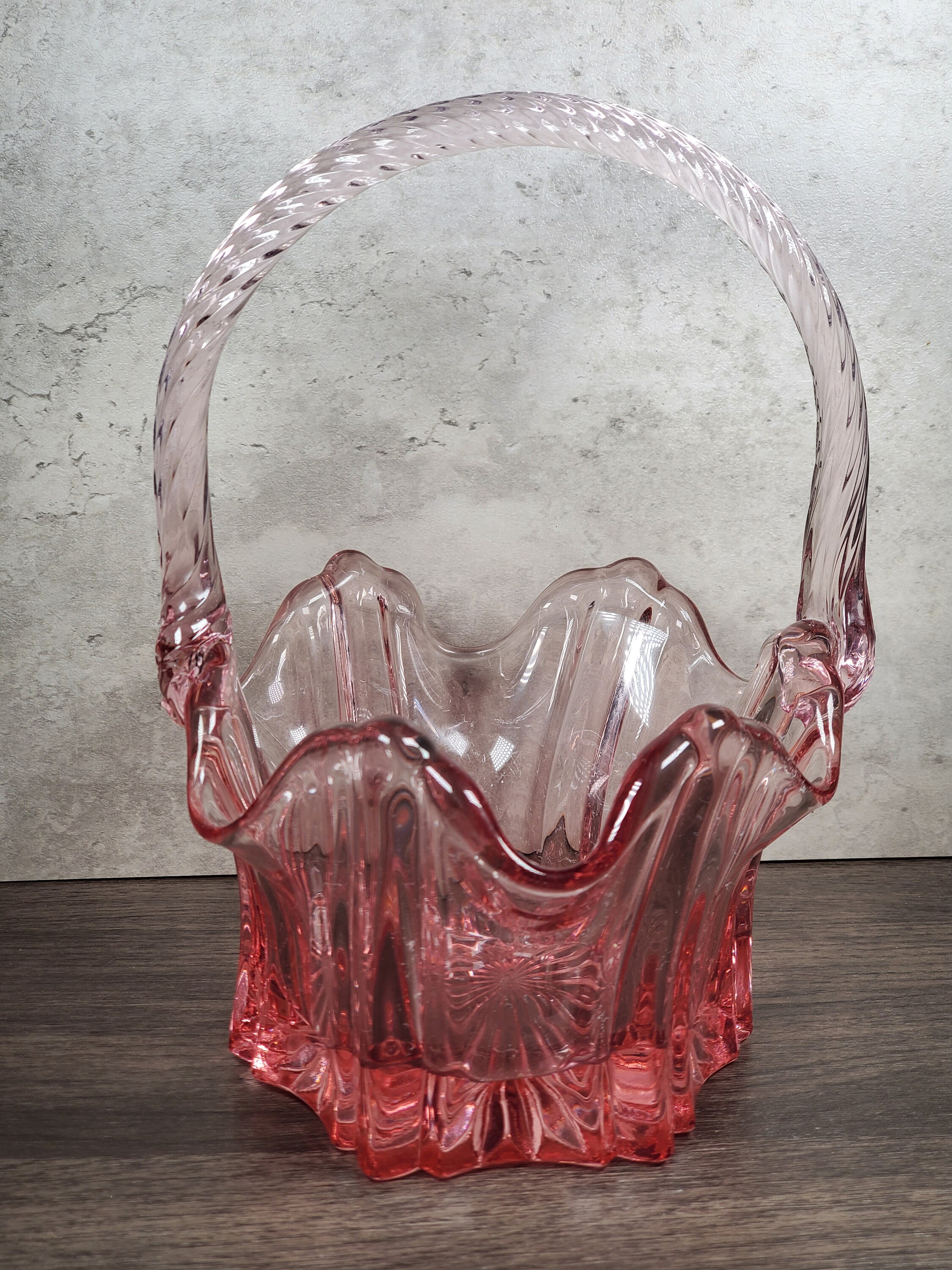 Vintage Fenton Vulcan Pink Cranberry Glass Basket - Etsy
