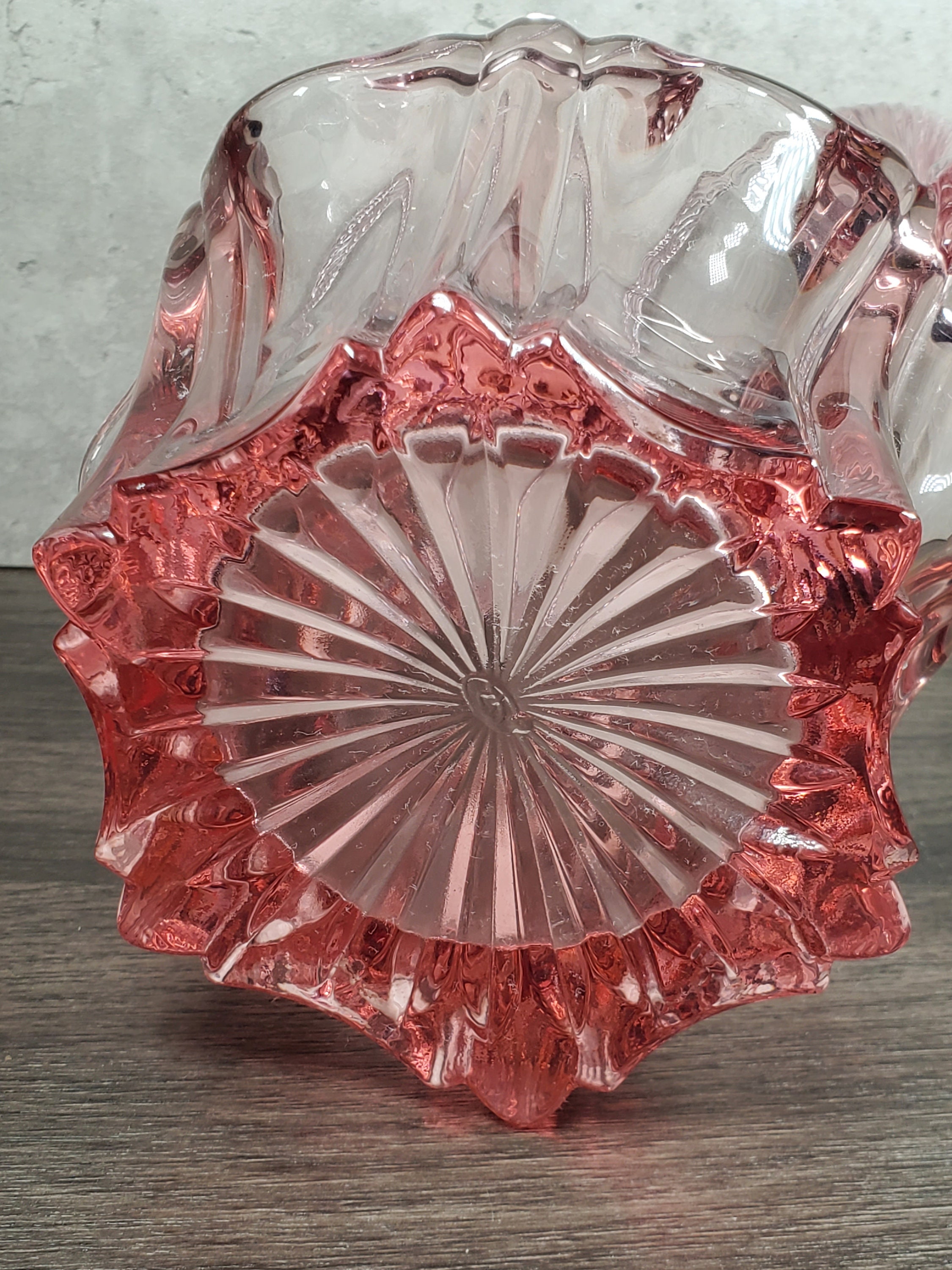 Vintage Fenton Vulcan Pink Cranberry Glass Basket - Etsy