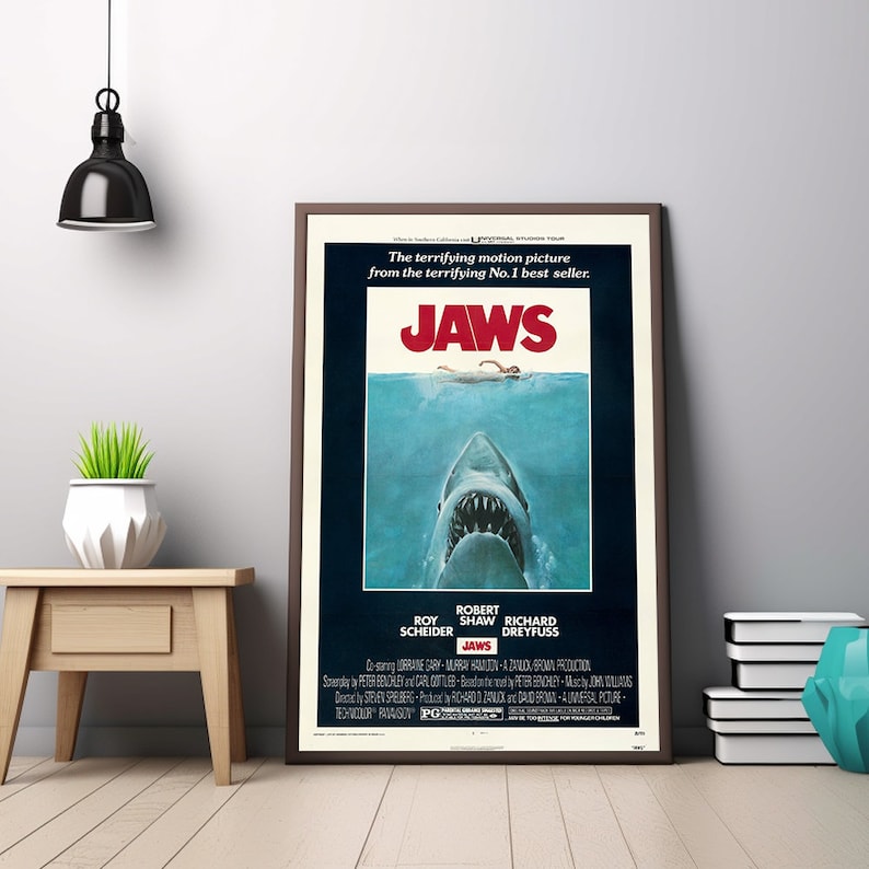 Jaws (1975) Movie Poster: Classic Canvas Cloth Print - Etsy