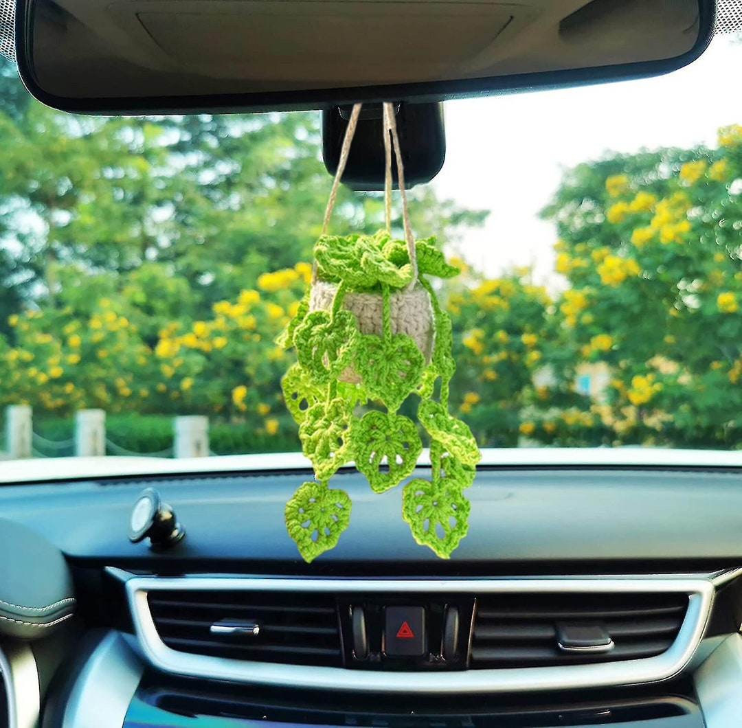 Plant Car Hanging, Crochet Plant Car Accessories, Car Plant Decor, Car ...