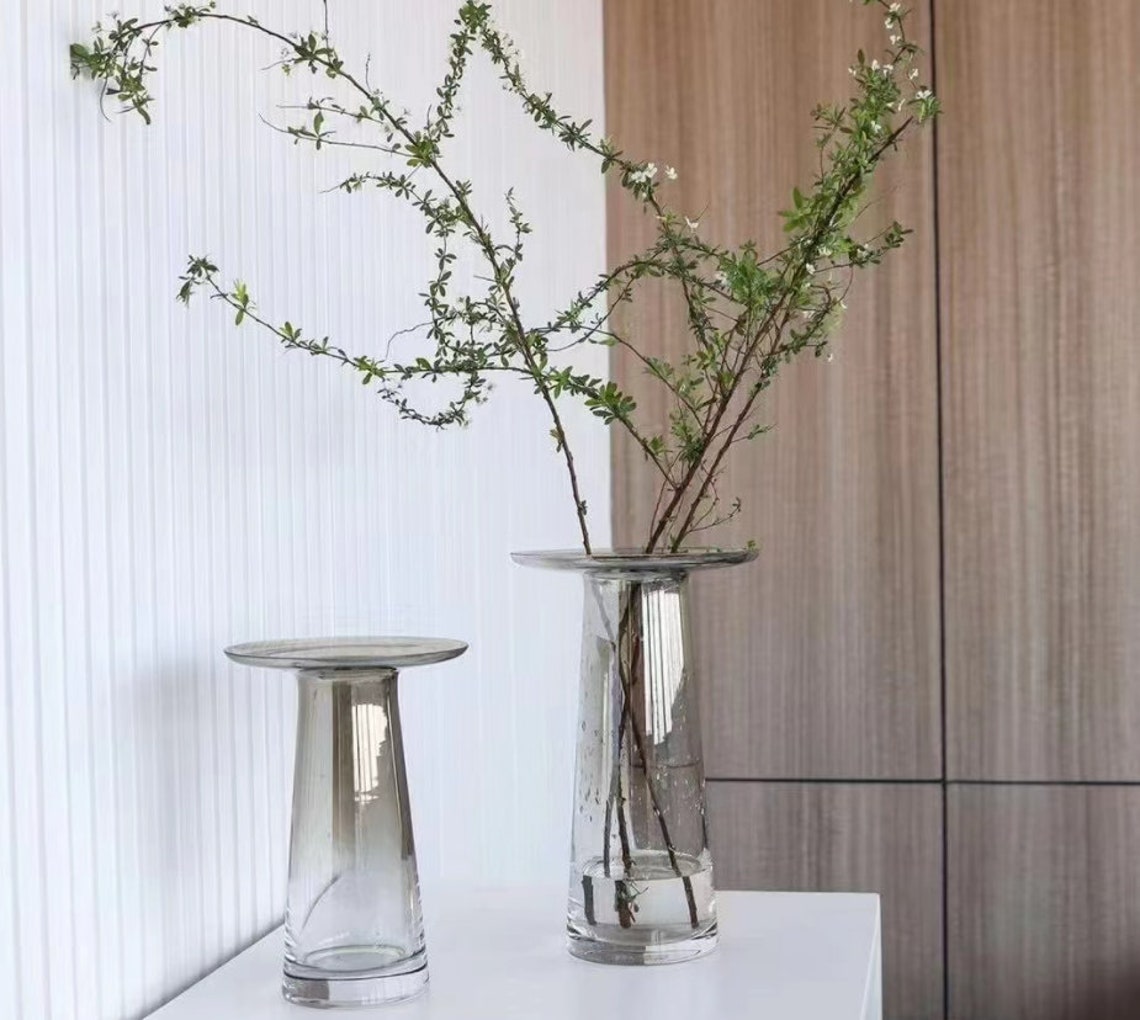 Clear Glass Bottle Vase Stem Bud Flower Display Botanical - Etsy