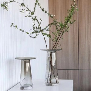 Clear Glass Bottle Vase - Stem Bud Flower Display - Botanical ...