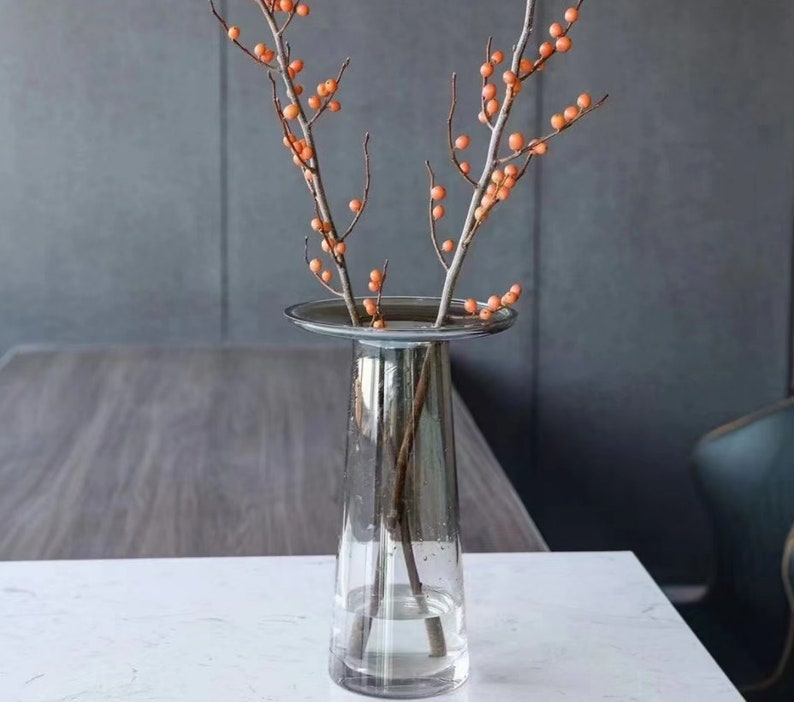 Clear Glass Bottle Vase - Stem Bud Flower Display - Botanical ...