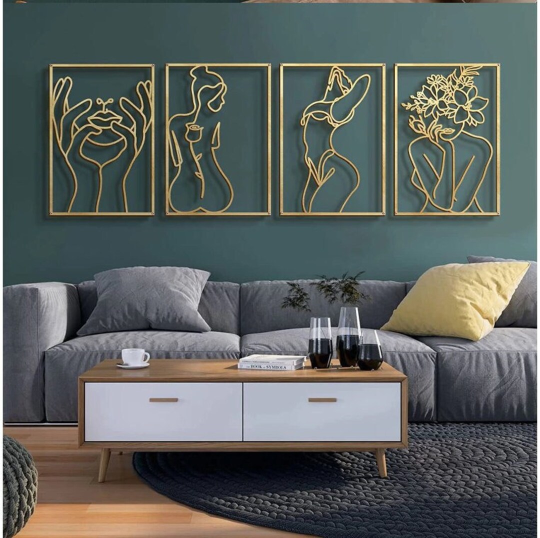 Women Body Line Art Silhouette Iron Hanging Painting Home - Etsy