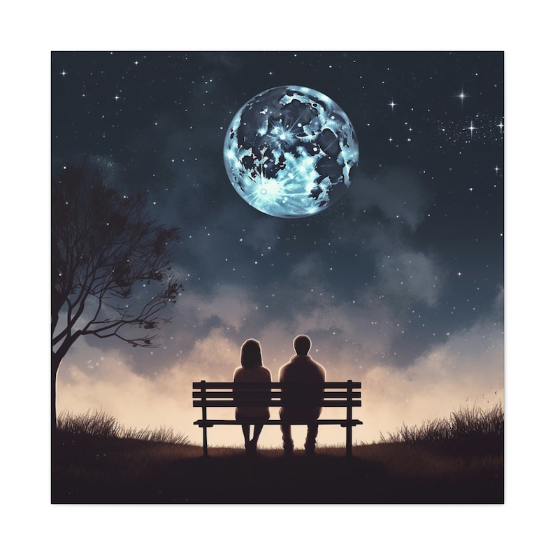 Watching the Moon - Canvas Gallery Wraps - Etsy