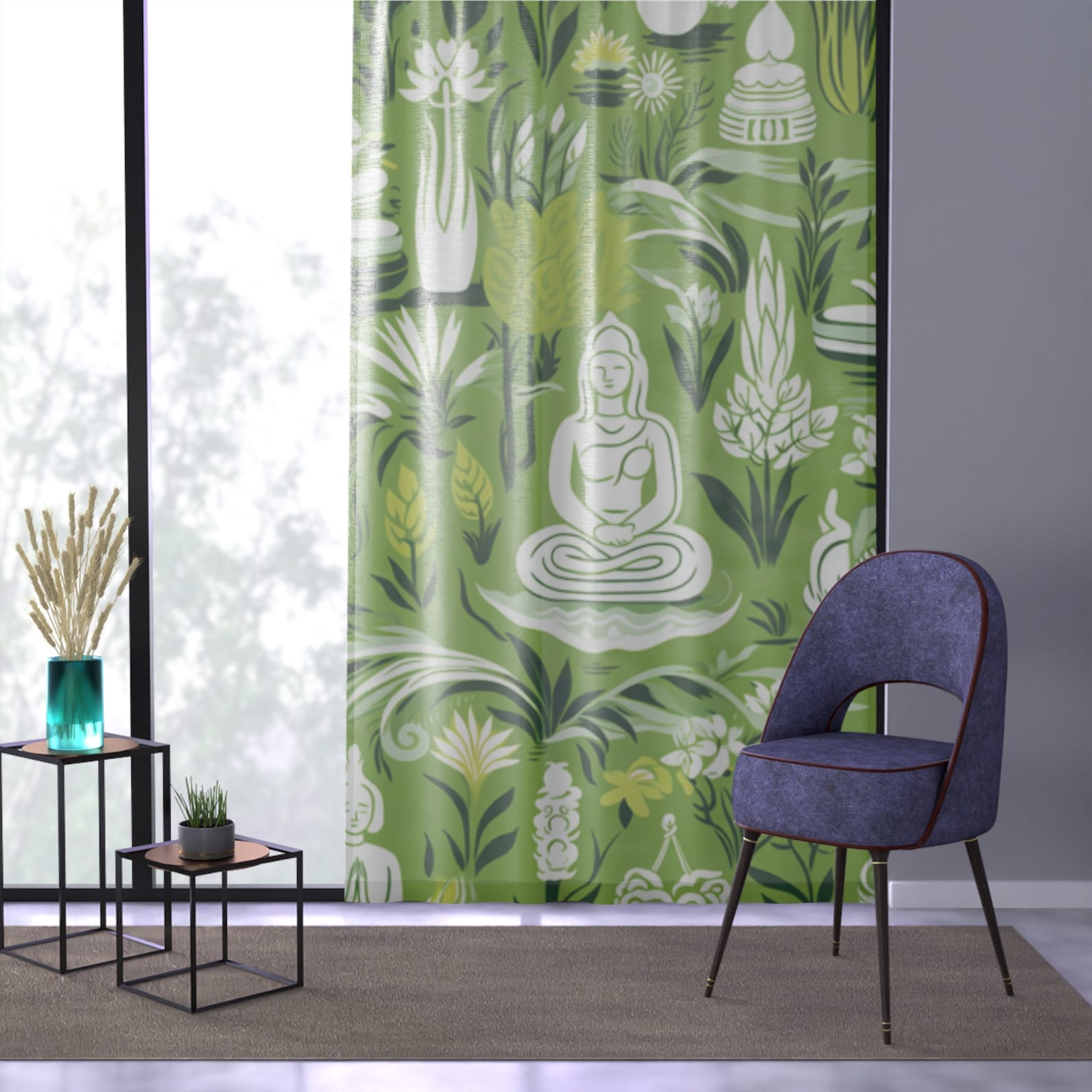 Zen Yoga Symbols Green - Window Curtain - Etsy