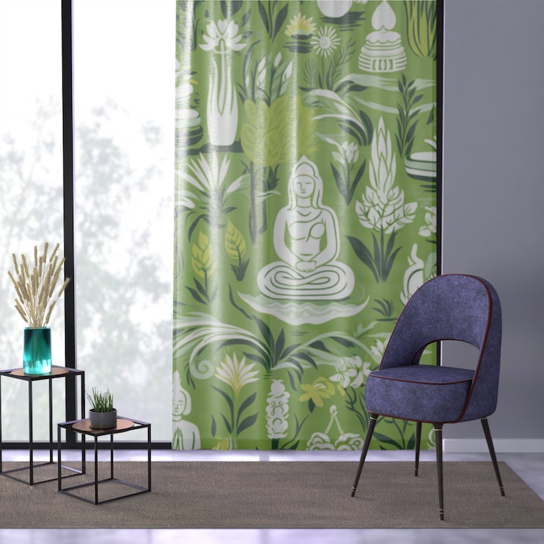 Zen Yoga Symbols Green - Window Curtain - Etsy