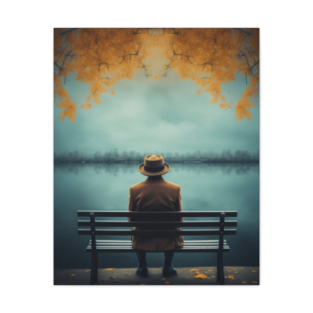 Old Man at Lake Enjoying the View - Canvas Gallery Wraps - Etsy