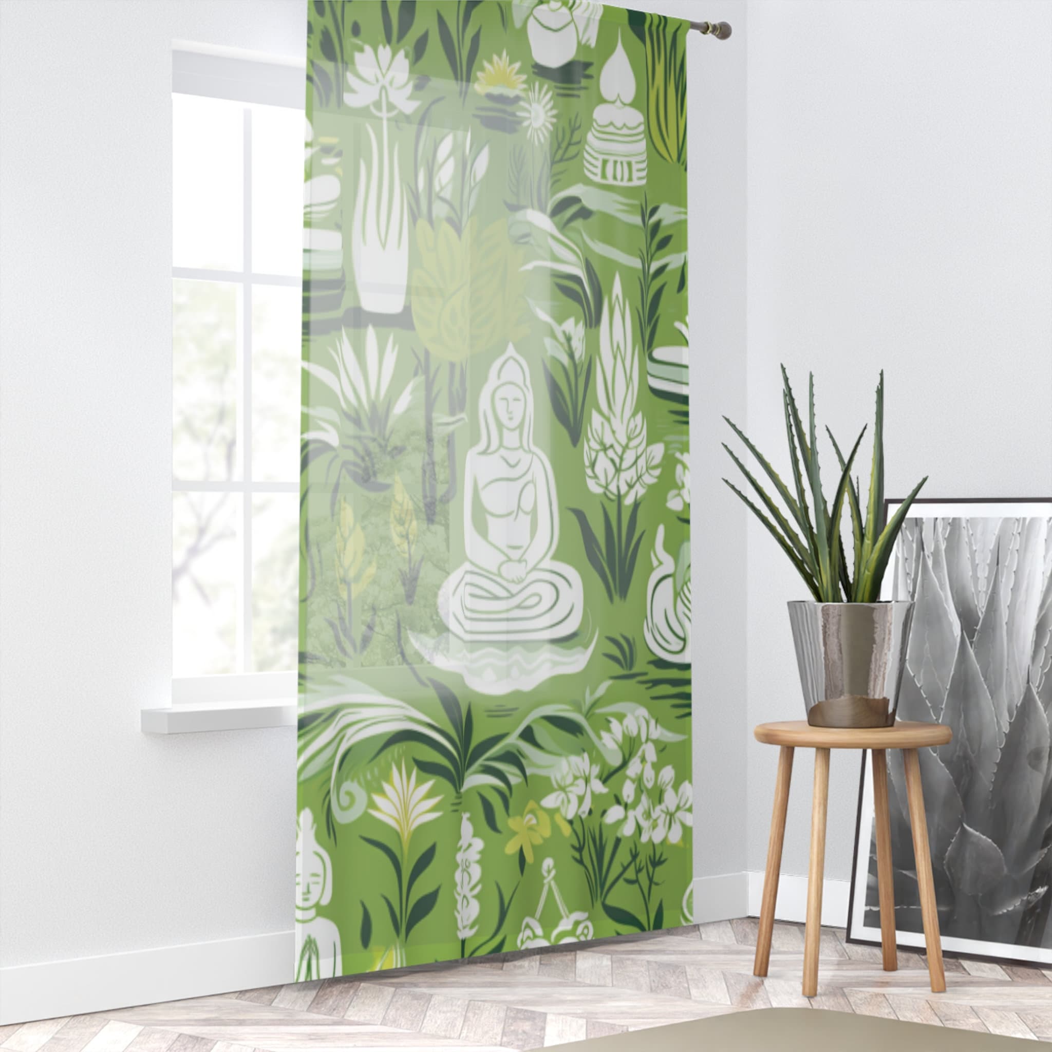 Zen Yoga Symbols Green - Window Curtain - Etsy