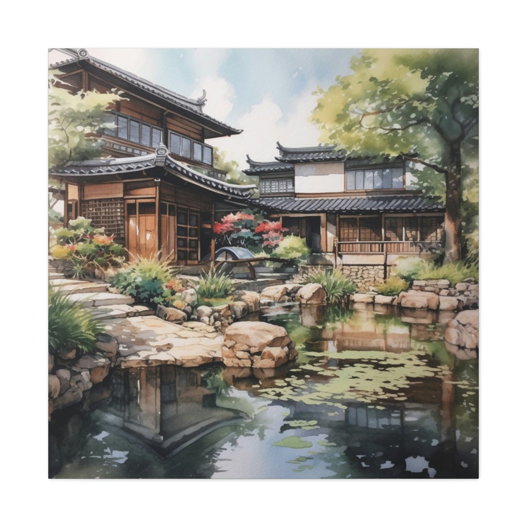 Japanese House Landscape - Canvas Gallery Wraps - Etsy