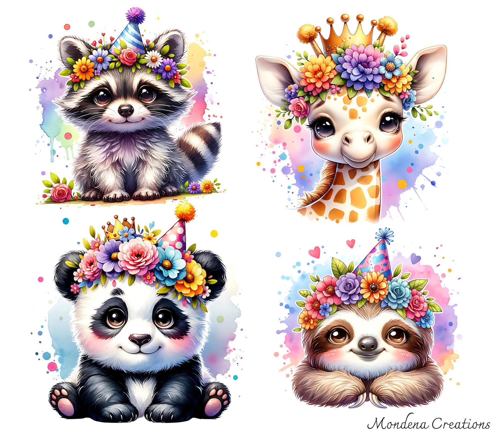 Safari Animals Birthday Clipart: Watercolor PNG Set (digital Download ...