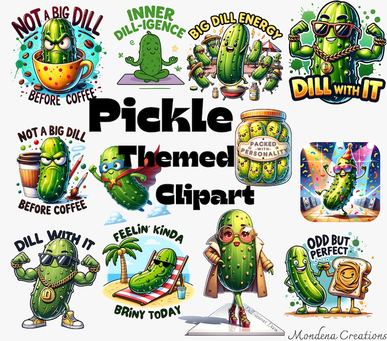 Funny Pickle Themed Clipart, Sublimation Png, Pickles Png, Sublimation ...