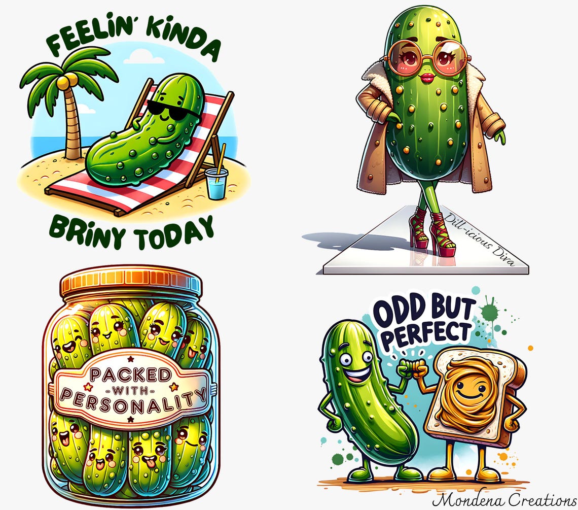 Funny Pickle Themed Clipart, Sublimation Png, Pickles Png, Sublimation ...