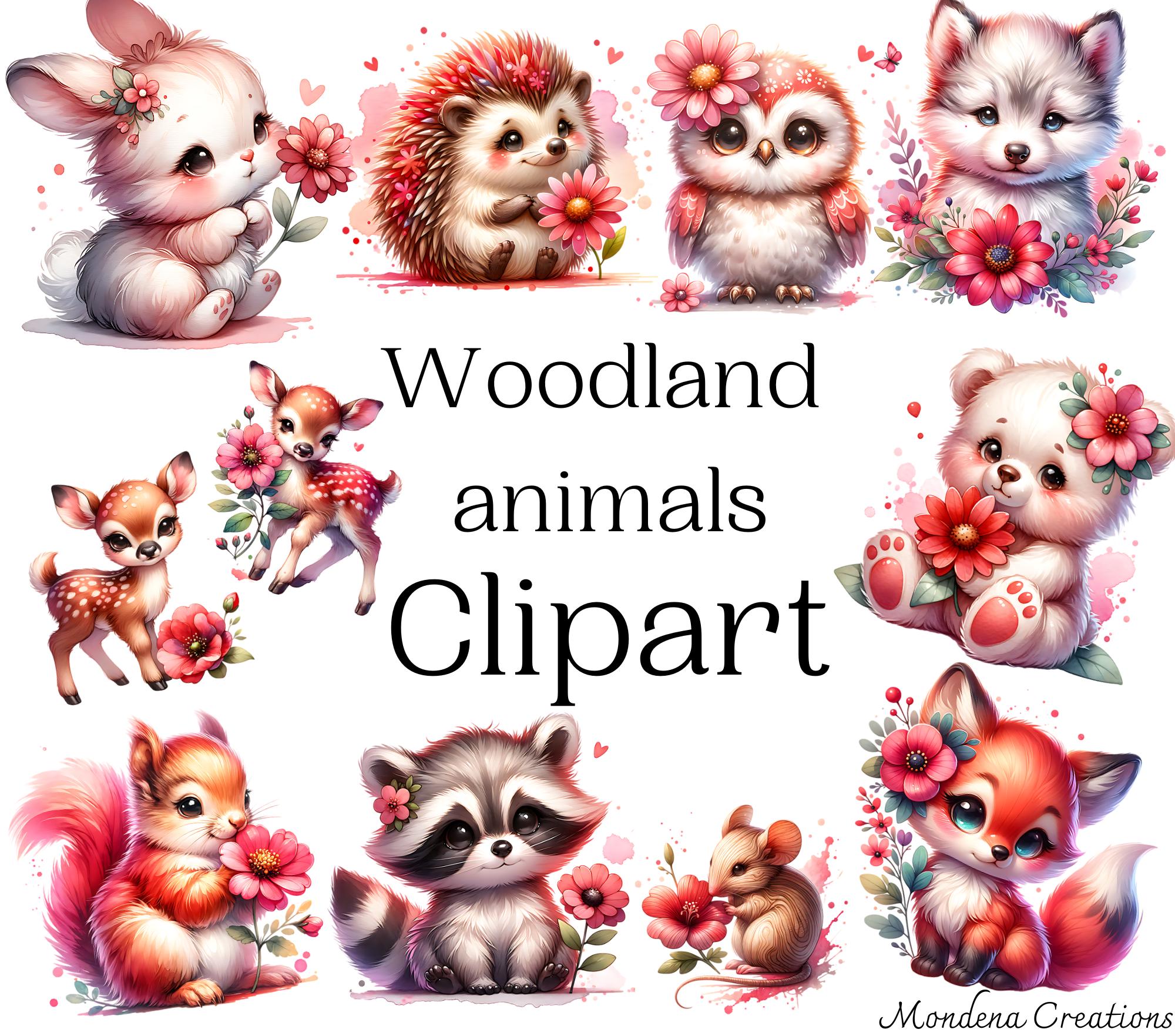 Watercolor Woodland Animals Clipart: Nursery PNG Set (digital Download ...