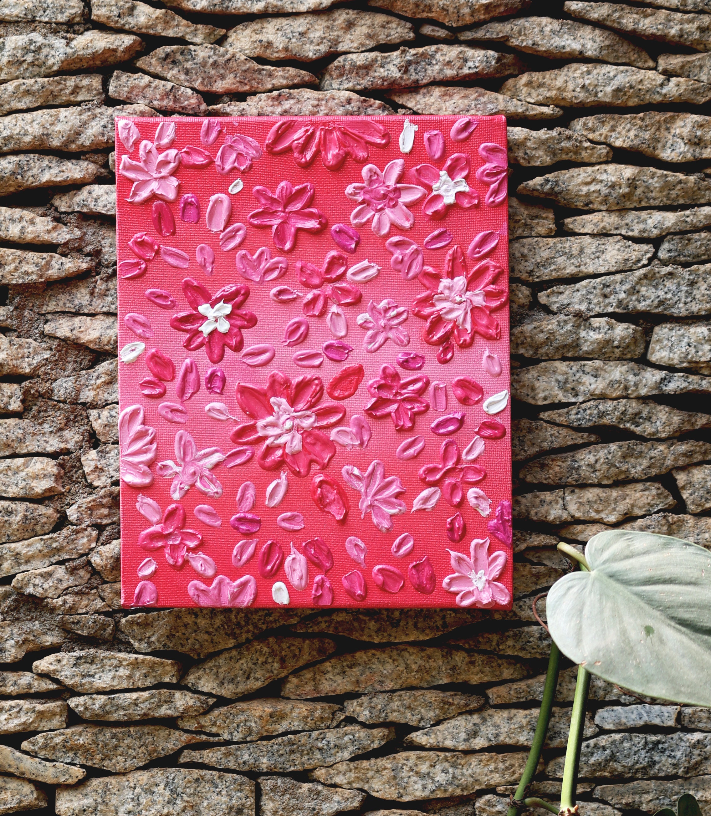Pink Flower Canvas Wall Art/textured Art - Etsy