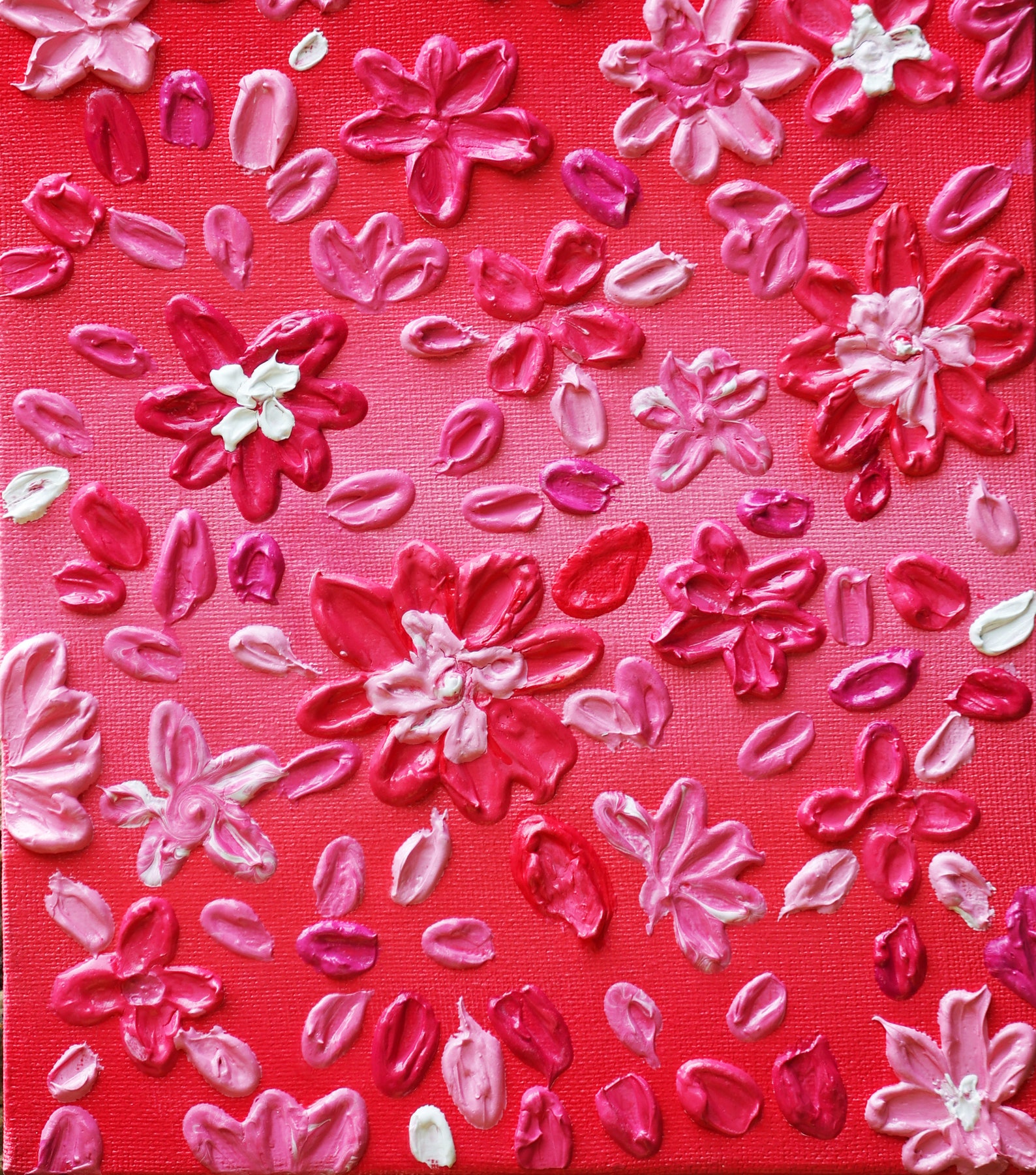 Pink Flower Canvas Wall Art/textured Art - Etsy