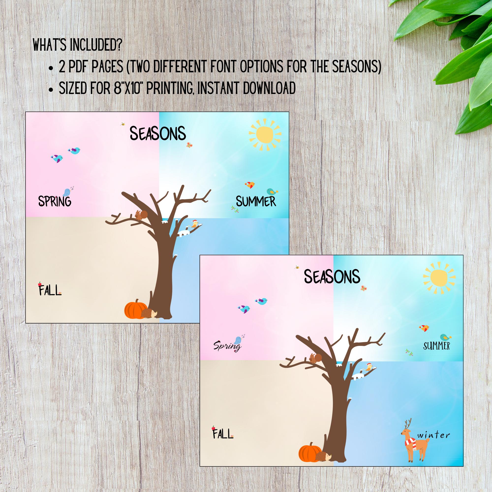 Four Seasons Fingerprint Tree Art: Kids DIY Keepsake (printable Digital ...