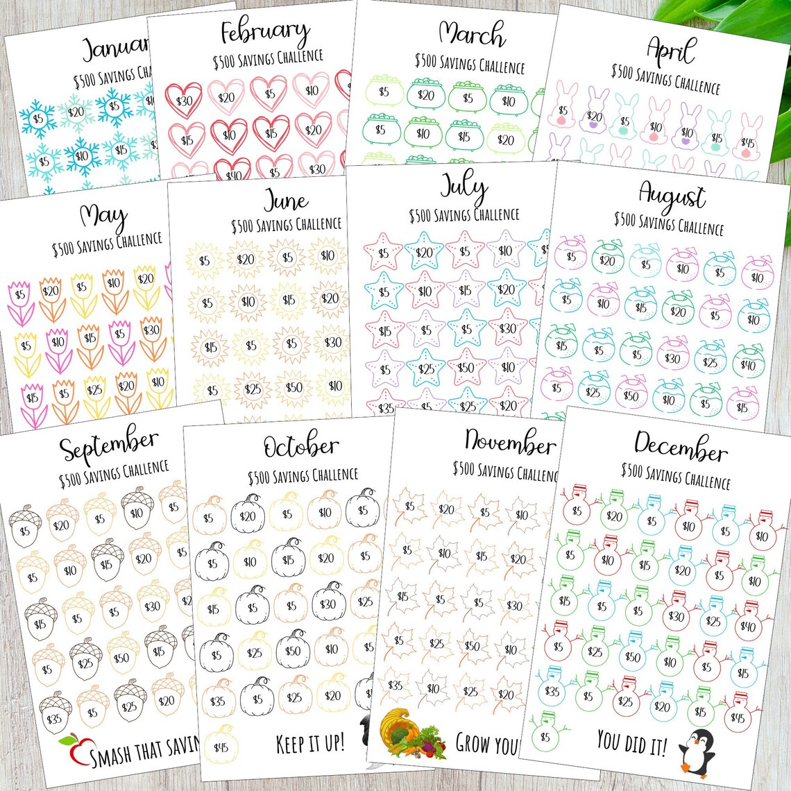 Monthly Savings Challenge Printable 500 Savings Tracker Low Income ...