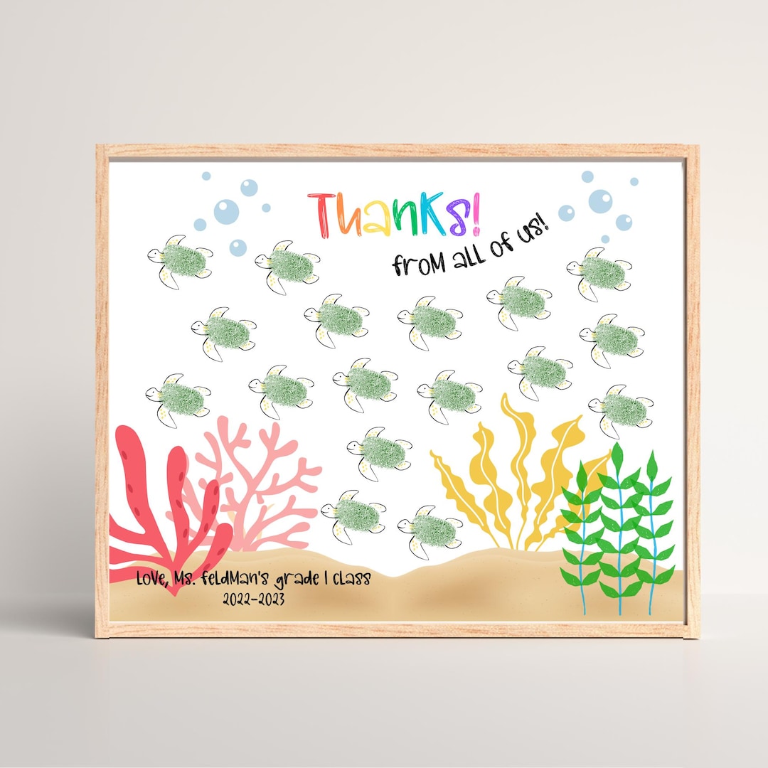 Fingerprint Turtle Teacher Appreciation Gift: DIY Printable (8x10 ...