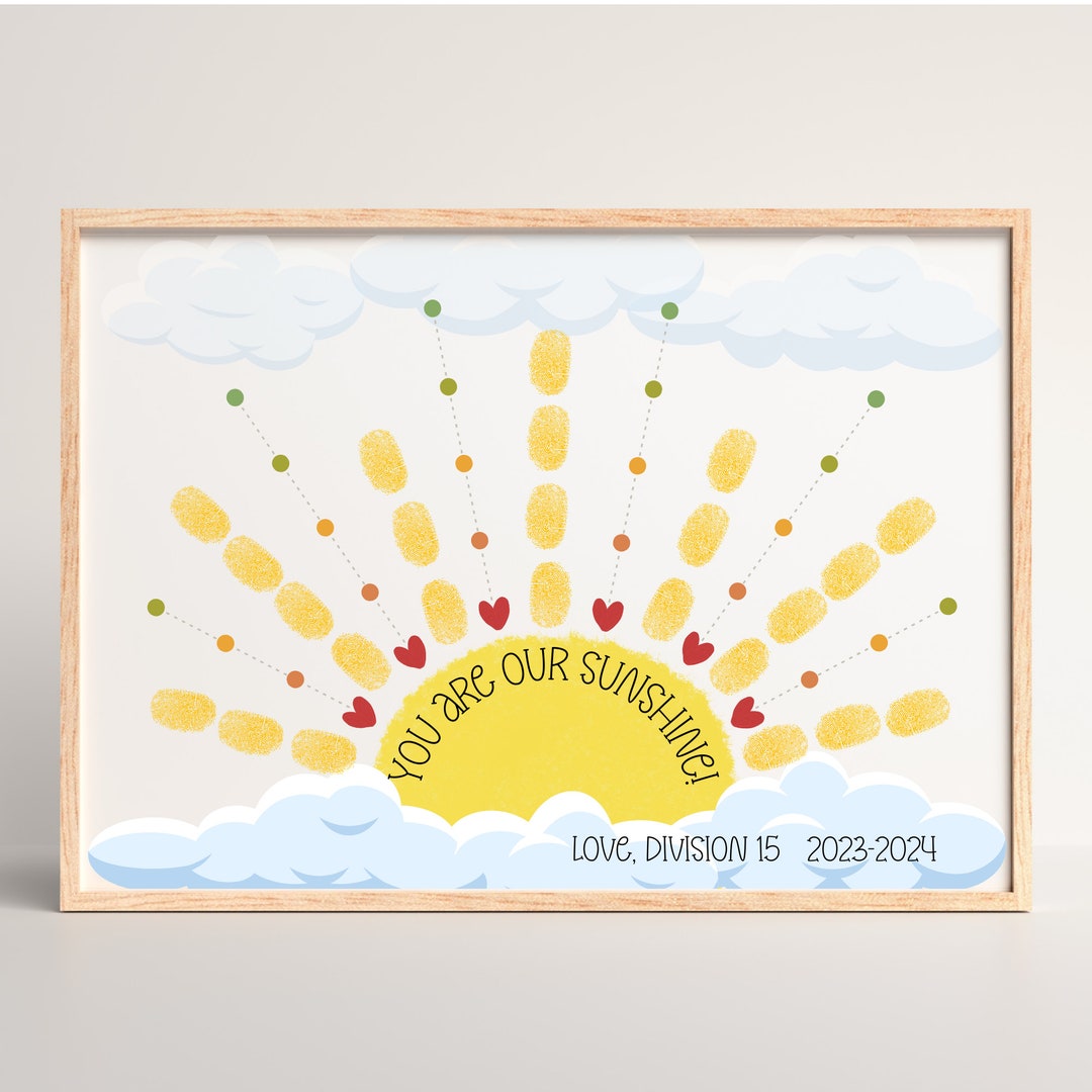 Sun Fingerprint Art: Teacher Appreciation Gift (printable, Editable ...