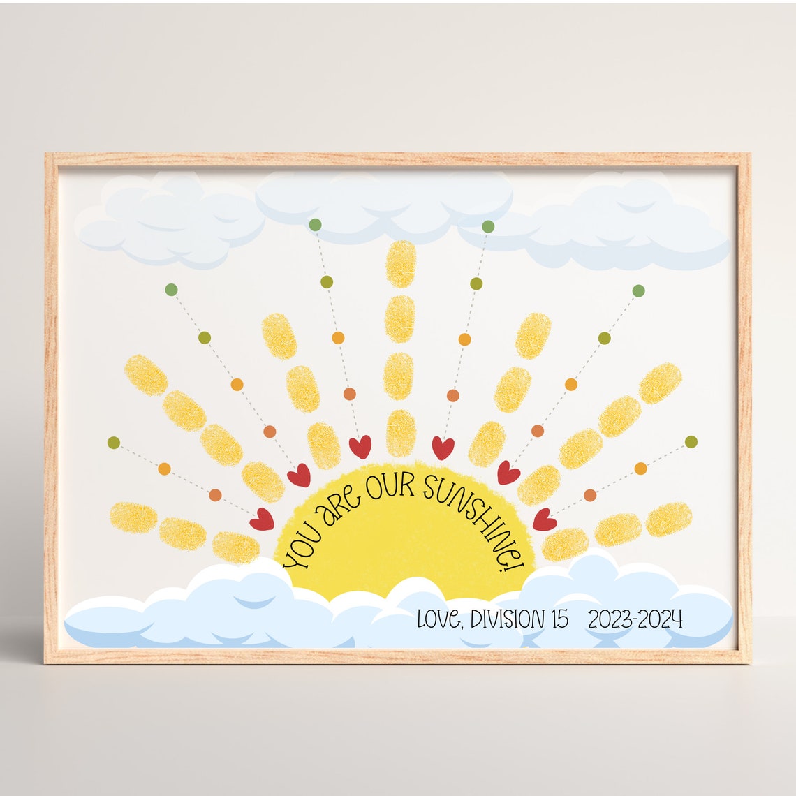 Personalized Teacher Appreciation Card From Class, Sun Fingerprint Art ...