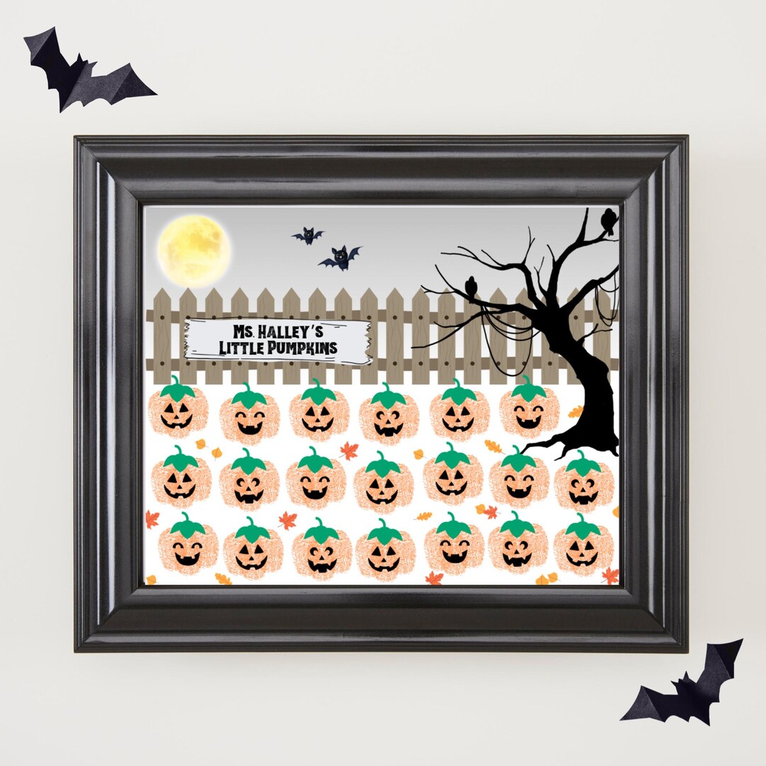 Jack O Lantern Fingerprint Art Halloween: Personalized Pumpkin Class ...